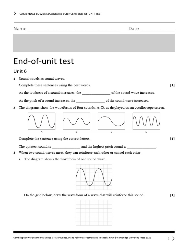 Cambridge Science 9 Unit Test Guide | PDF | Plate Tectonics | Amplitude