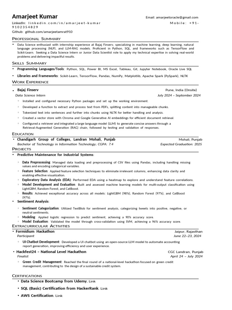 Edited Amarjeet Data Science | PDF | Machine Learning | Data Science