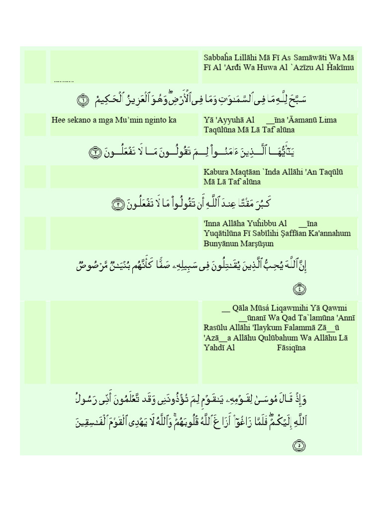 Surah 61 - As-Saff Ok. | PDF