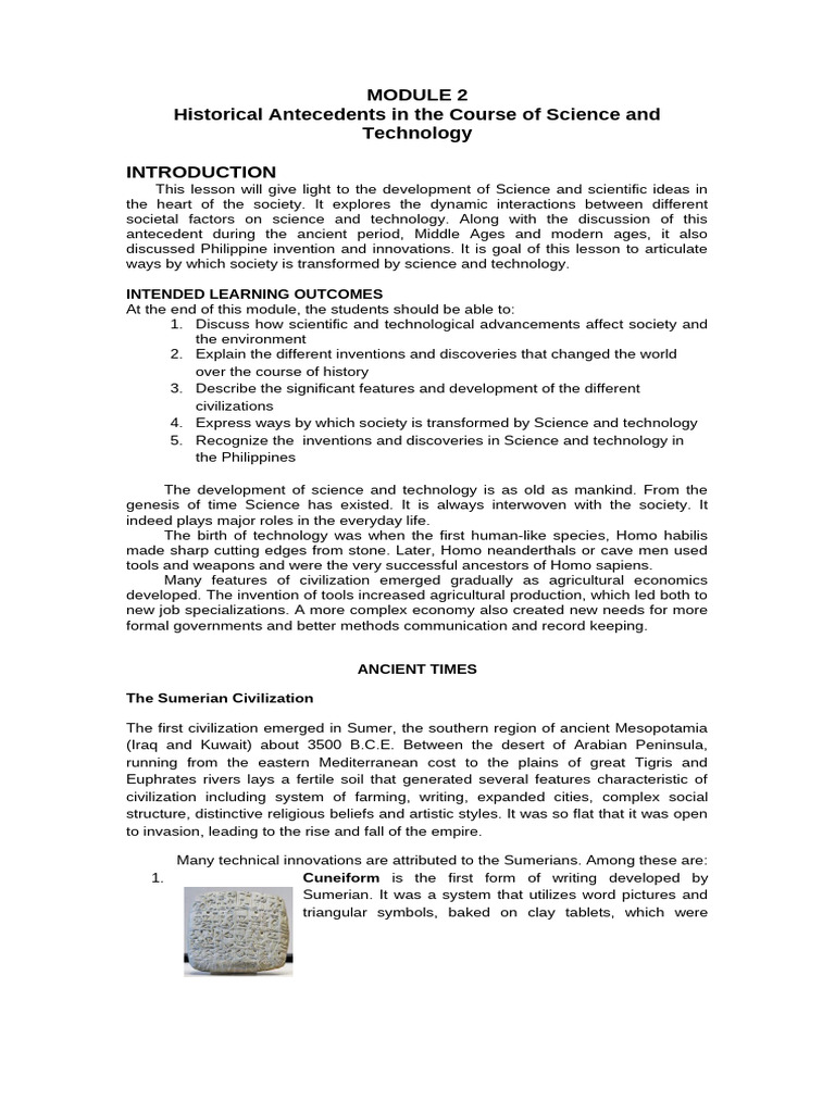 Module 2 - Historical Antecedents in The Course of Science and ...