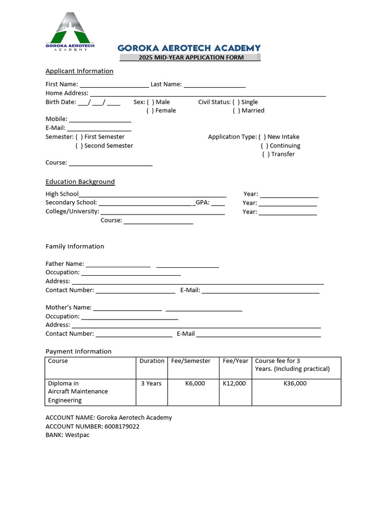 2025 Intake Application Form-4 | PDF | Fee