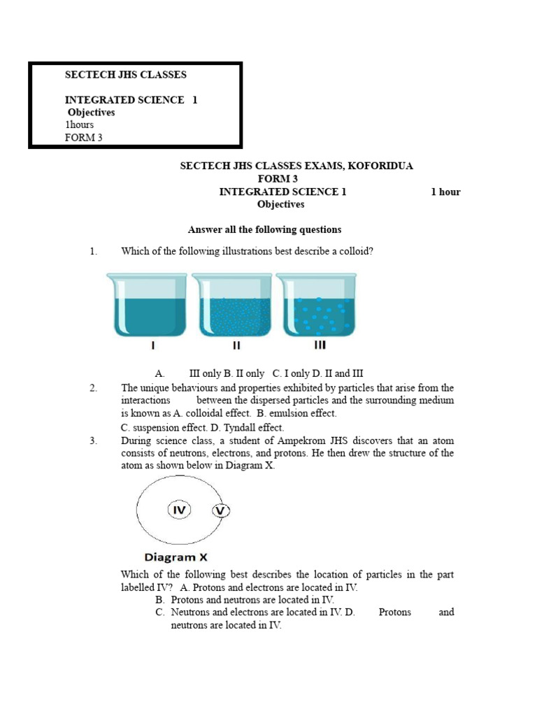 Integrated Science Exam Questions for JHS | PDF | Ion | Liquids