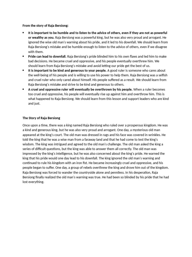 Malay - The Story of Raja Bersiong | PDF