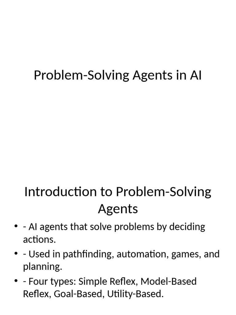 Problem Solving Agents Types | PDF