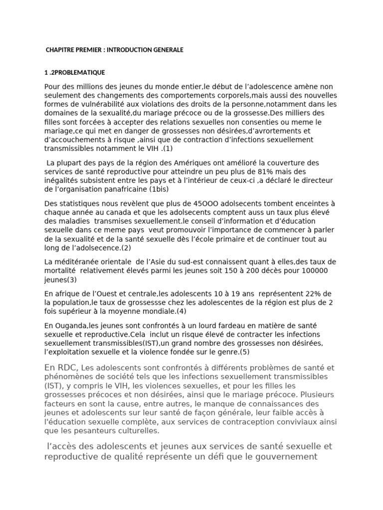 MEMOIRE MAMAN IRENE | PDF | Adolescence | Grossesse précoce