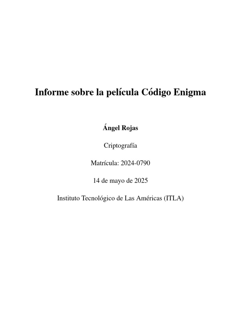 Informe Codigo Enigma 1 | PDF | Alan Turing | Inteligencia artificial