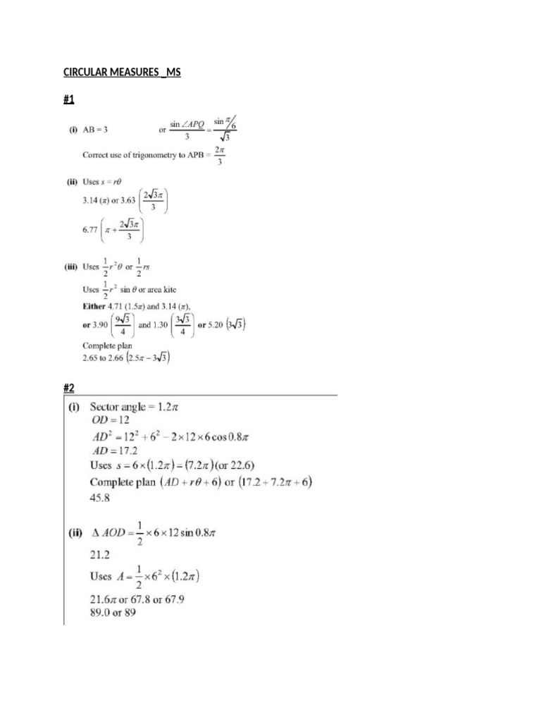Circular Measures MS | PDF