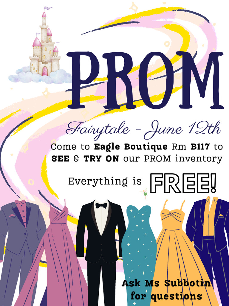 Blue and Yellow Retro Illustrative High School Prom Night Poster | PDF