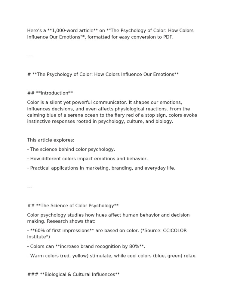 The Psychology of Color How Colors Influence Our Emotions | PDF | Color ...