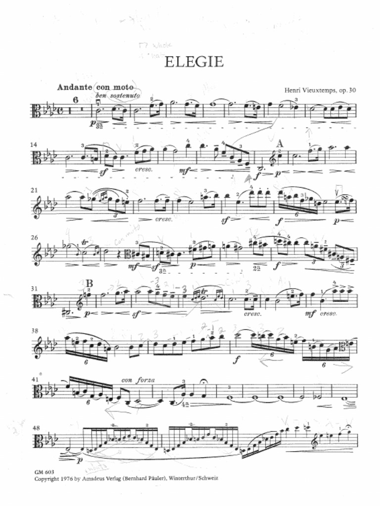 Vieuxtemps Elegie Viola | PDF
