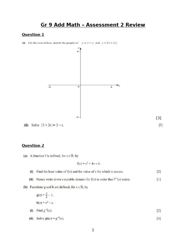 Grade 9 Assessment 2 Review WS | PDF