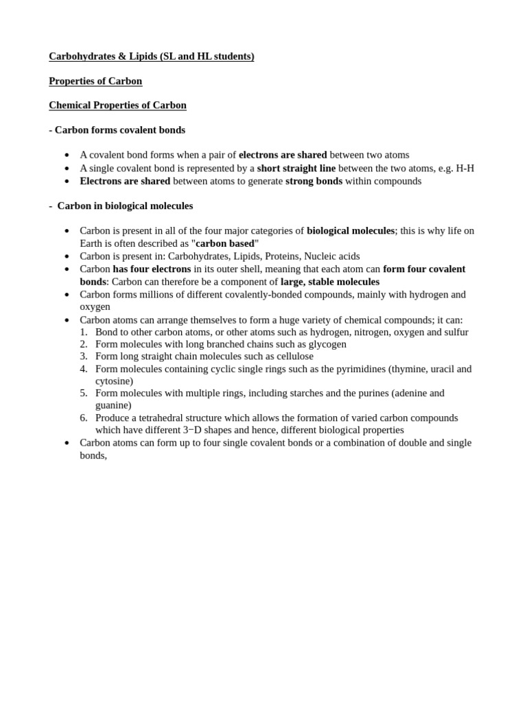Carbohydrates - Part - 1 (IB Biology Carbohydrates and Lipids Unit 2.1 ...