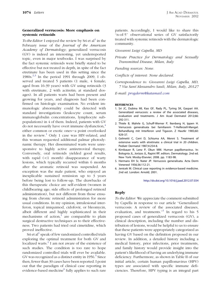 Generalized Verrucosis More Emphasis On Systemic | PDF | Clinical Trial ...