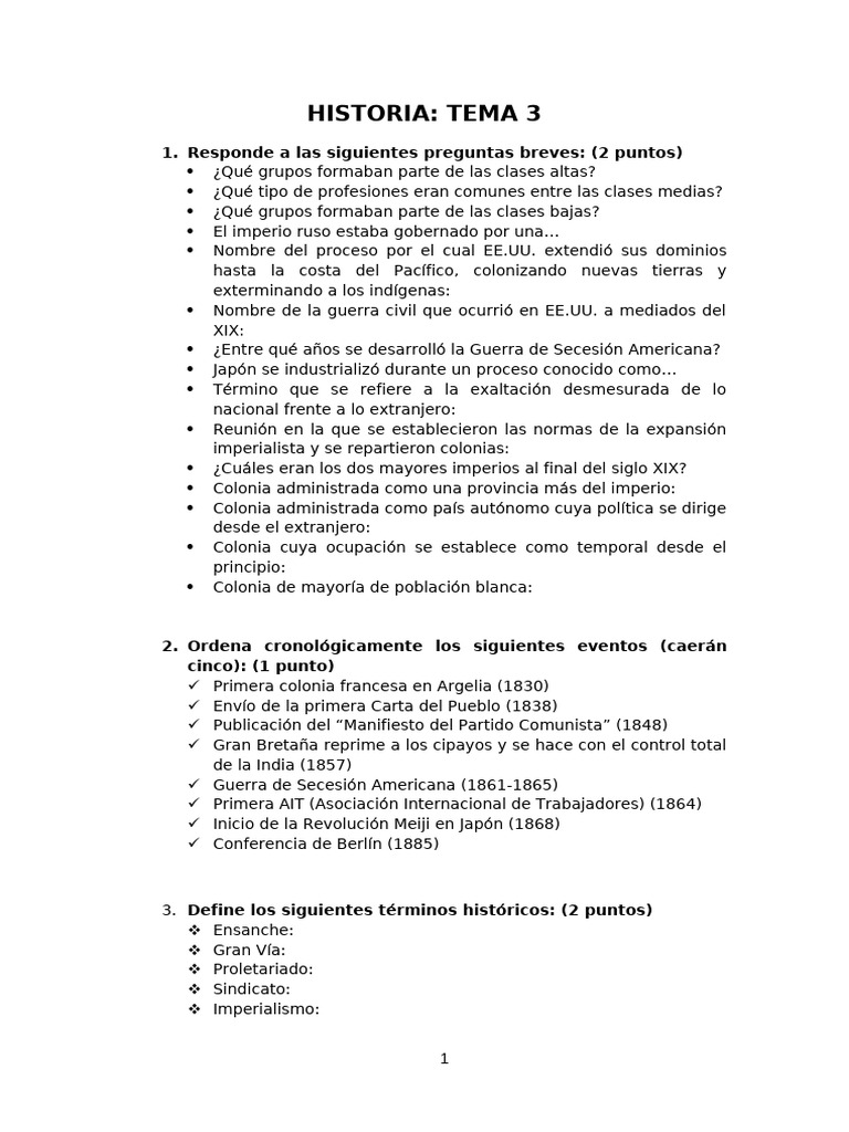 Cuestiones Tema 3 | PDF