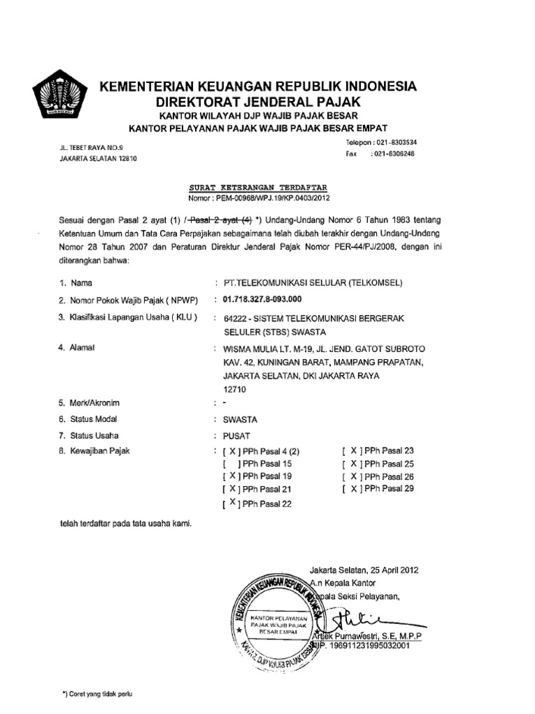 Surat Keterangan Terdaftar (SKT) | PDF