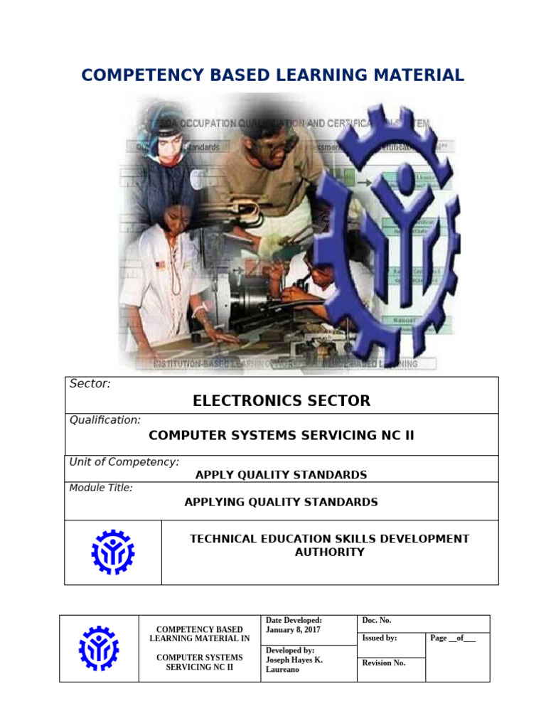 COMMON CBLM 1 - Apply Quality Standards | PDF | Quality Assurance ...