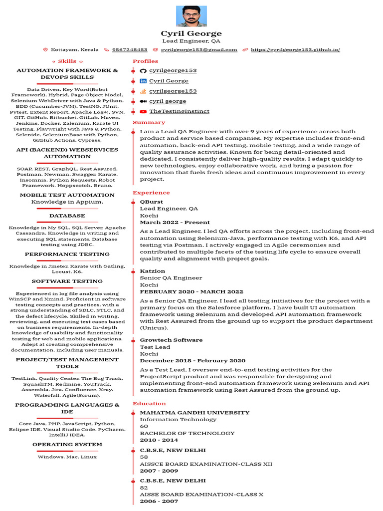 cyril-george-resume-may-2025 | PDF | Selenium (Software) | Software Development Process