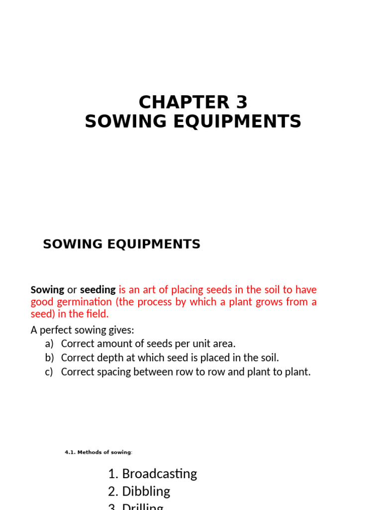 Lecture 3. Sowing Equipment | PDF | Sowing | Plough