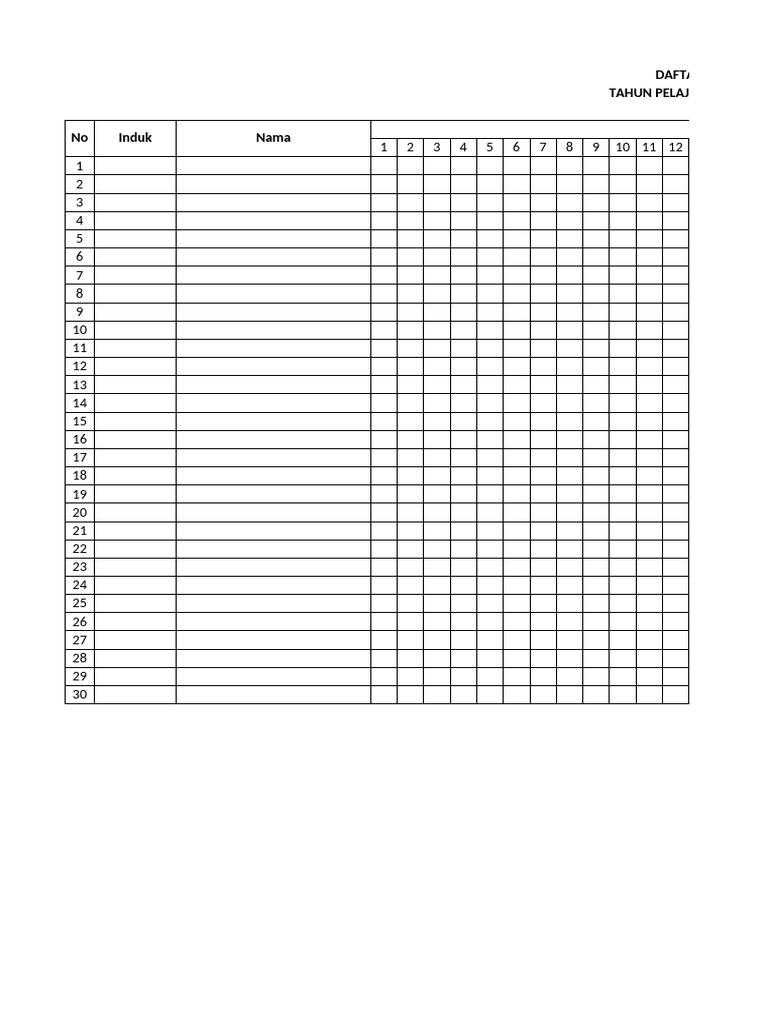 Format Penulisan Daftar Hadir / Absen | PDF