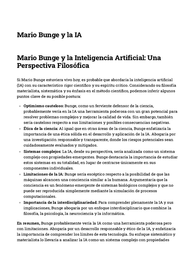 Mario Bunge y La IA | PDF | Inteligencia artificial | Inteligencia (IA ...