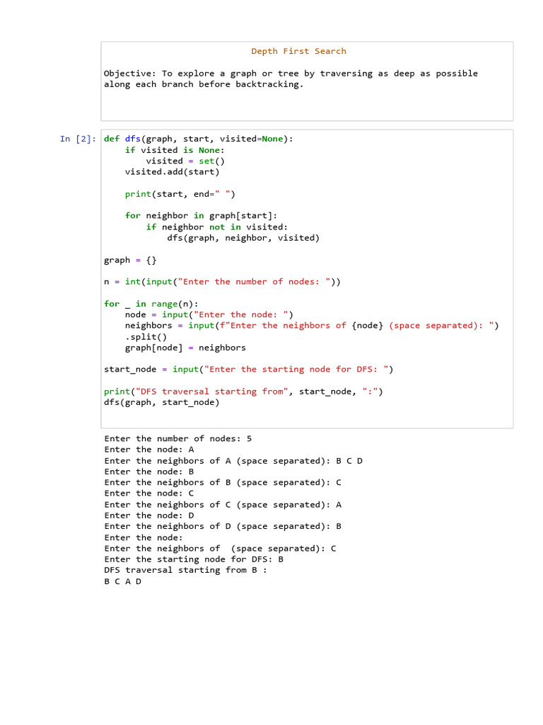 Depth First Search - Jupyter Notebook | PDF