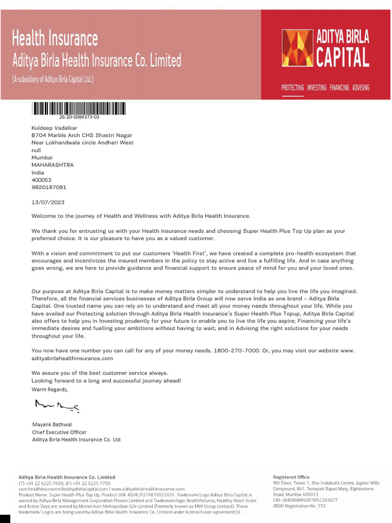 PolicySoftCopy 554542006 | PDF | Insurance | Receipt