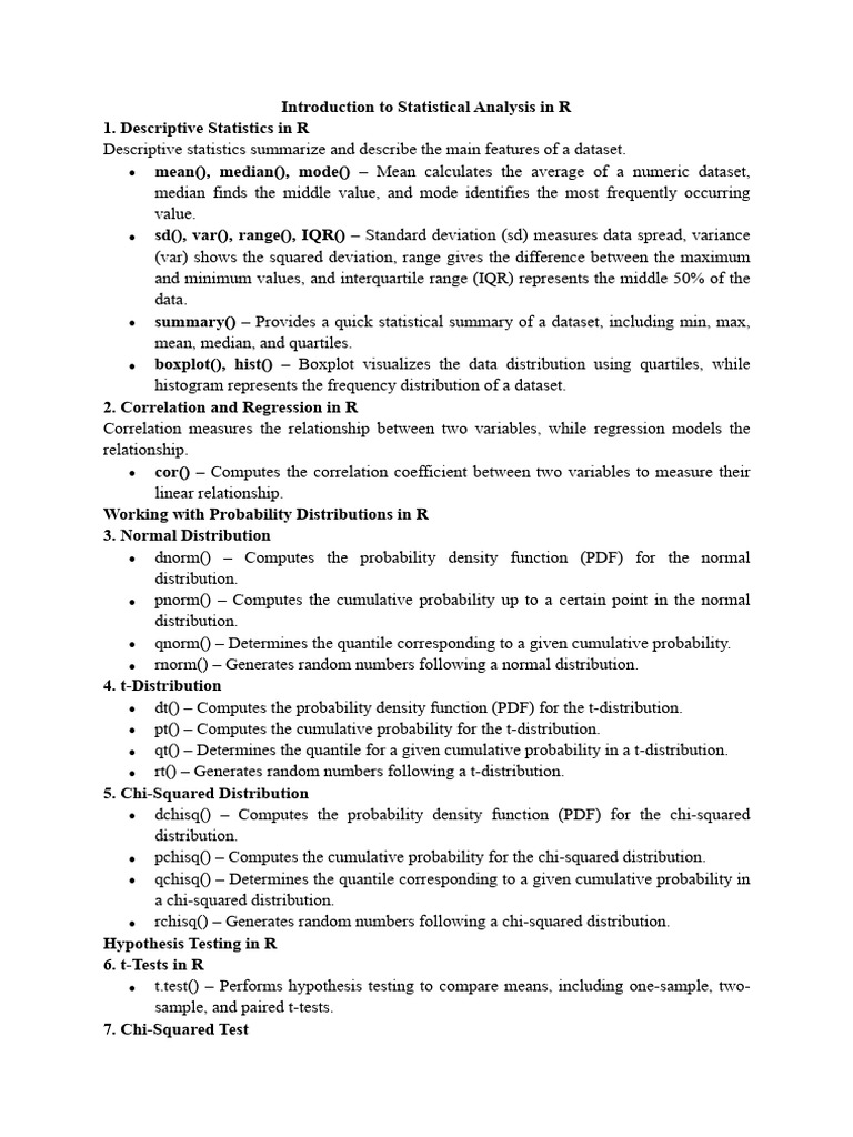 Introduction To Statistical Analysis in R | PDF | Regression Analysis ...