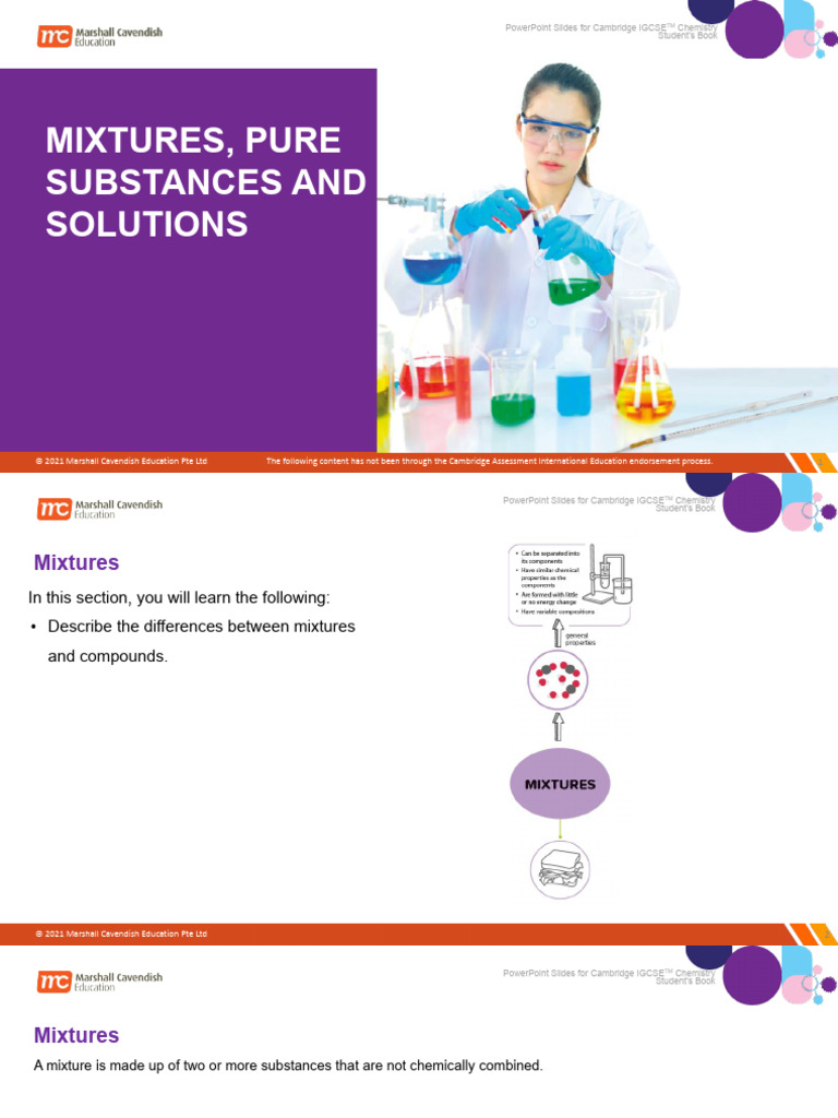 Mixtures, Pure Substances and Solutions | PDF | Melting Point ...