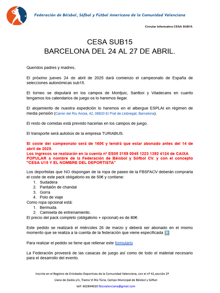 CIRCULAR INFORMATIVA CESA SUB15 | PDF | Moda | Ropa