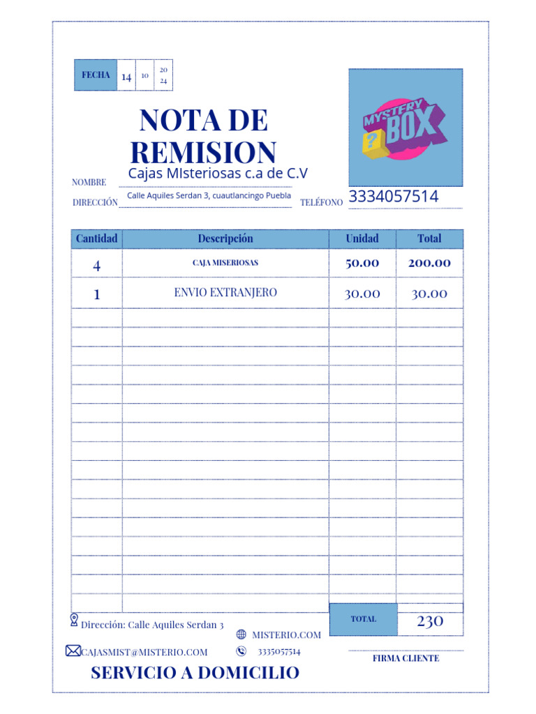 Factura Comercial Simple Con Logo Azul y Blanco | PDF