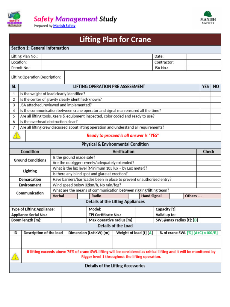 Crane Lifting Plan Guidelines | PDF | Crane (Machine) | Rigging