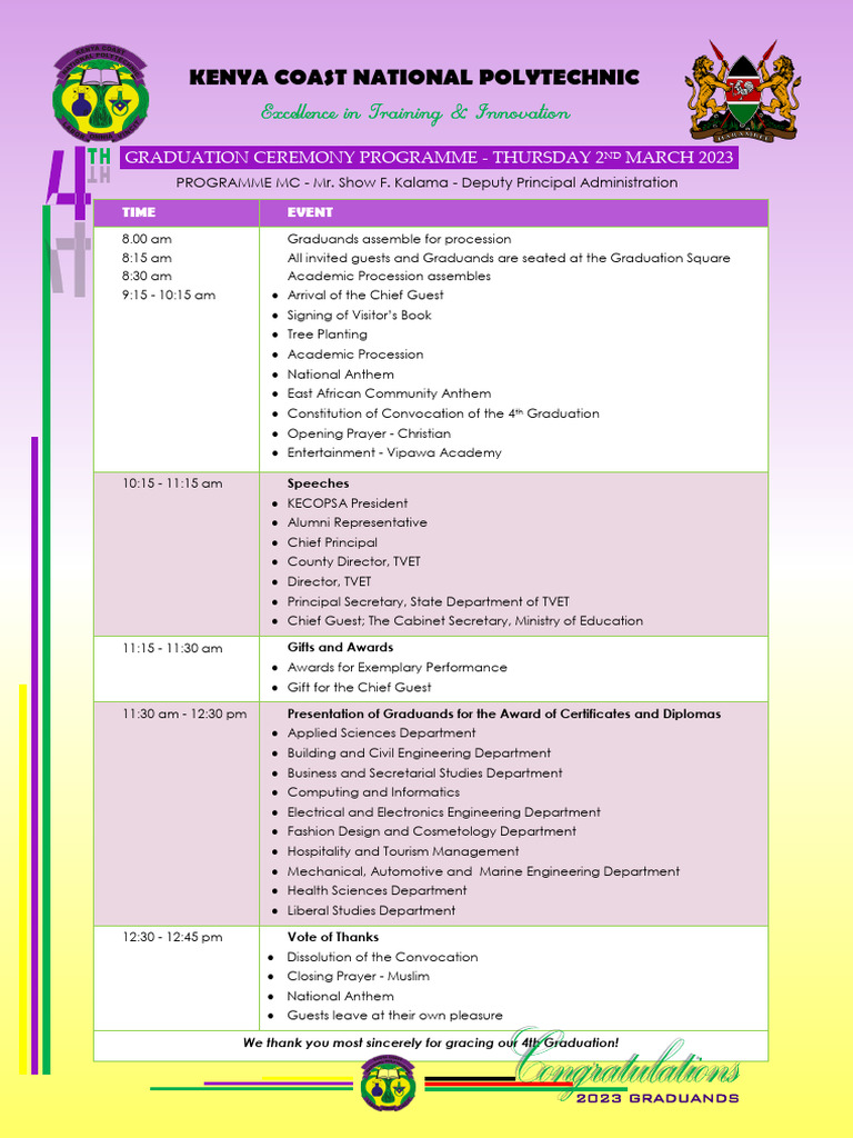 Moi University 44th Graduation Program | PDF | Engineering