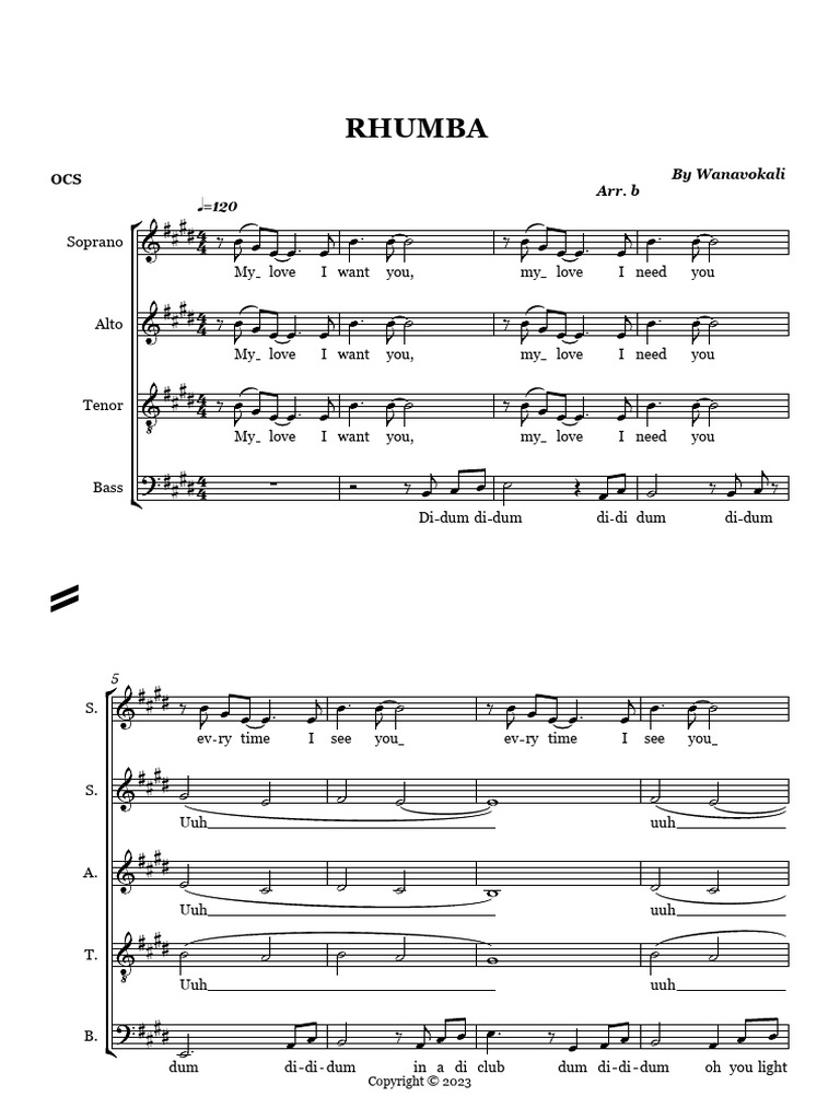 Rhumba Choral Arrangement for SATB | PDF