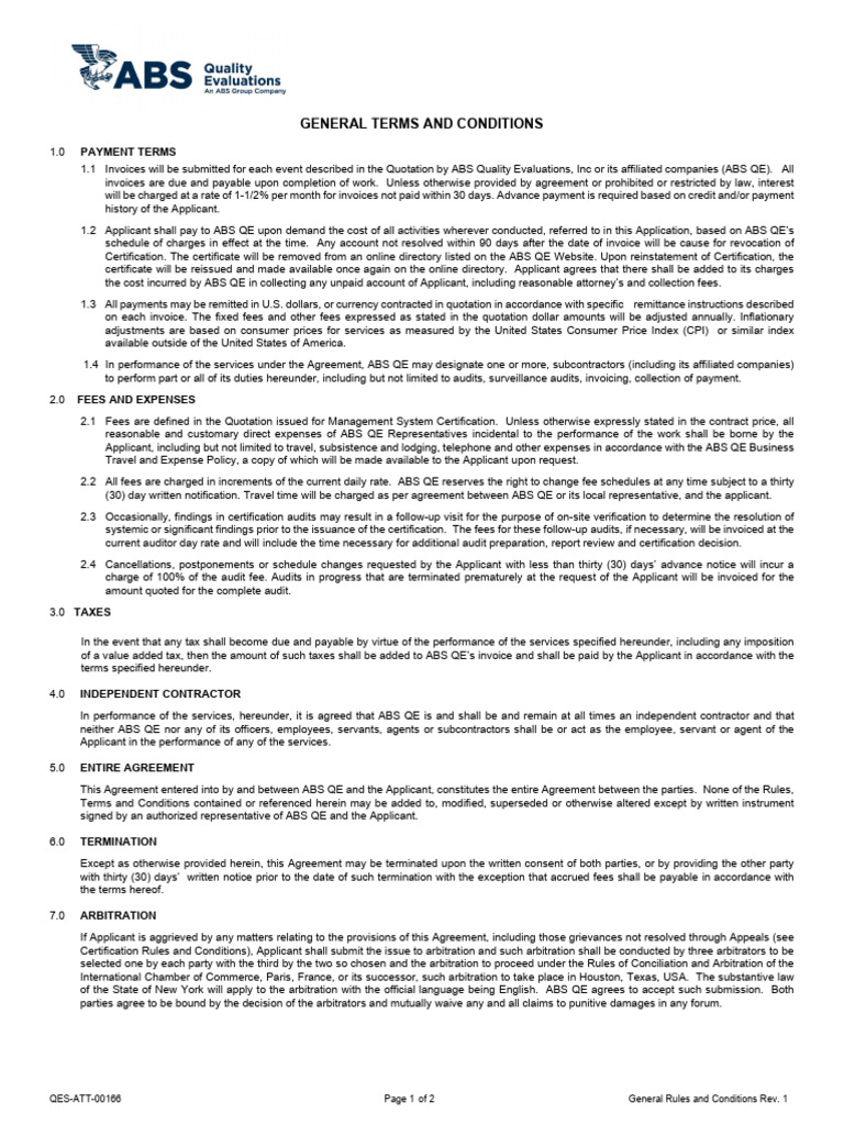 General Terms and Conditions, Rev. 1 | PDF | Indemnity | Legal Liability