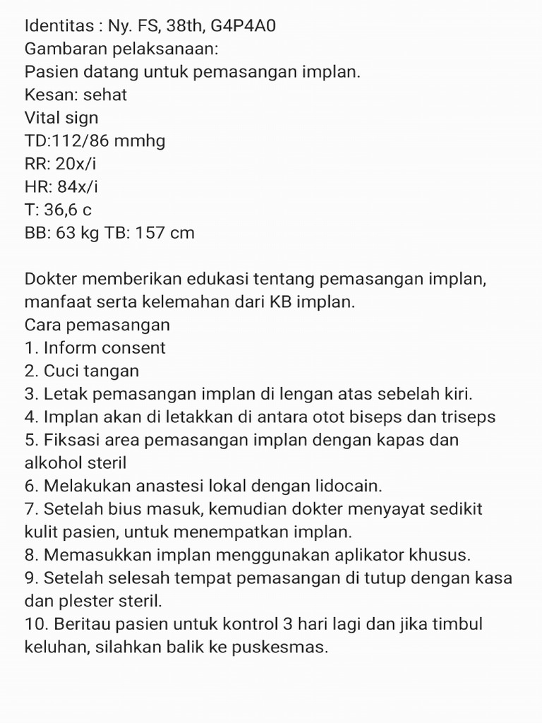 Laporan Pelayanan KB Implant Ny FS - 241222 - 180520 | PDF