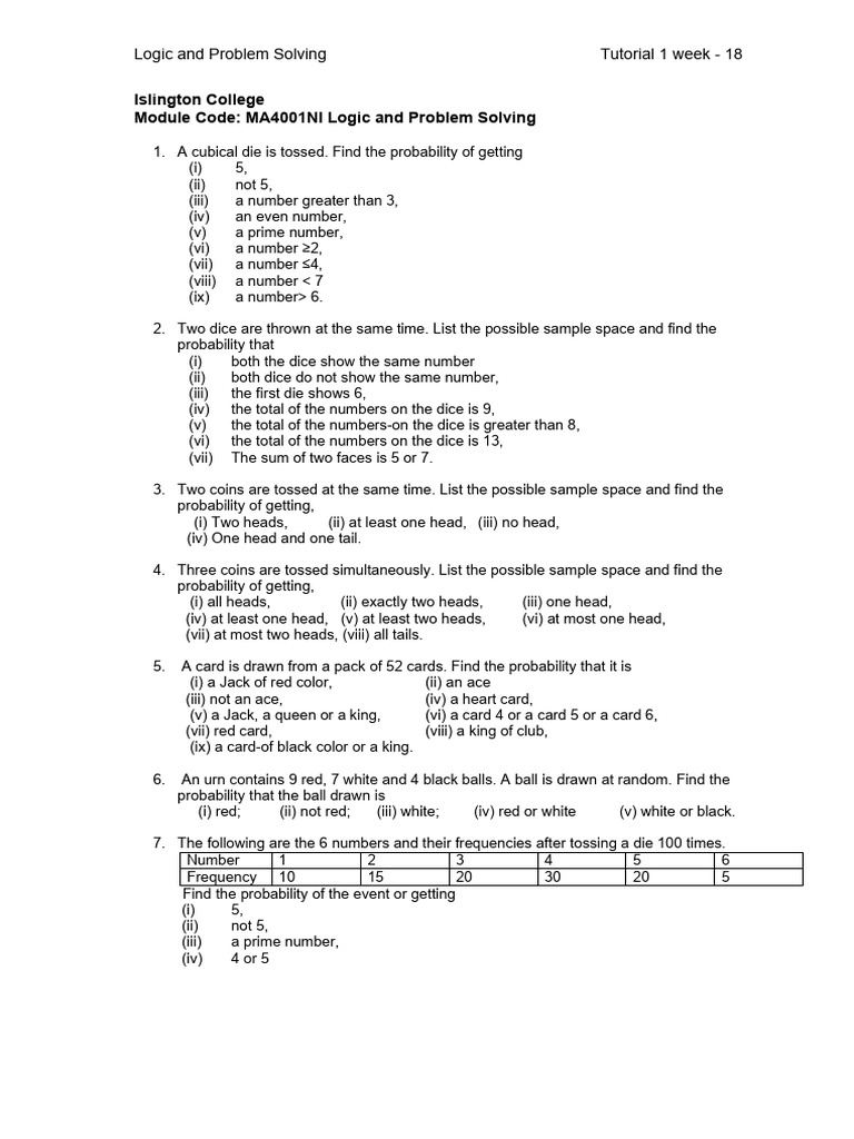 Probability Problems and Solutions | PDF | Probability And Statistics ...