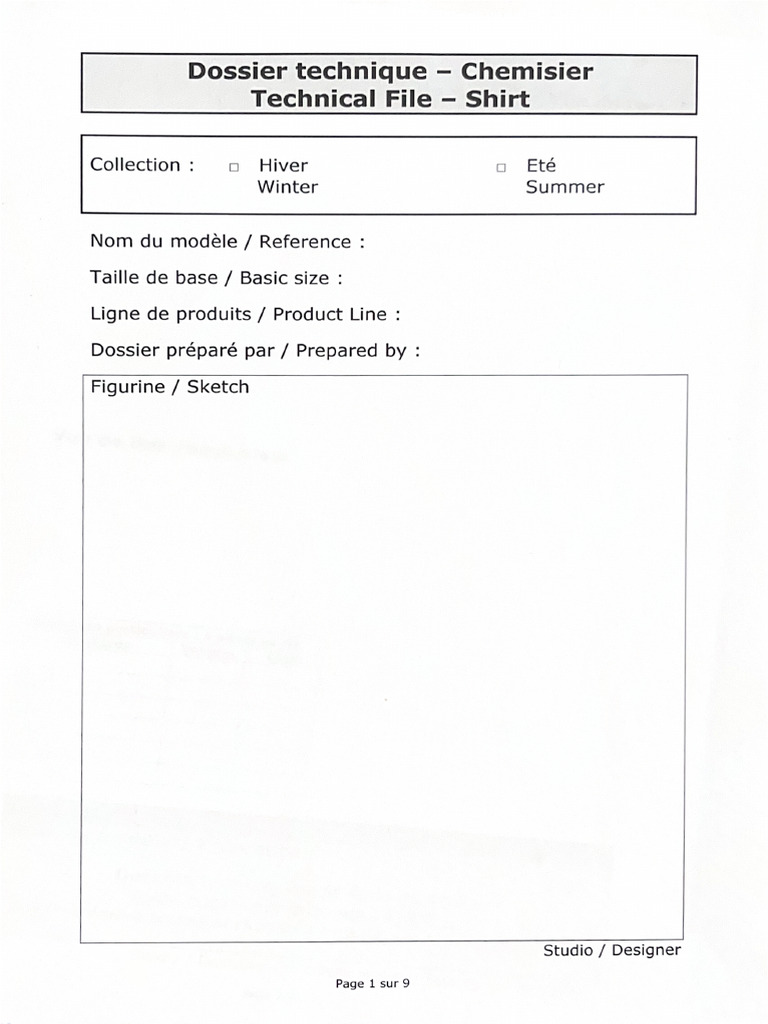 Dossier Technique - Chemisier | PDF
