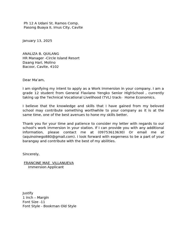 Application Letter 1 | PDF