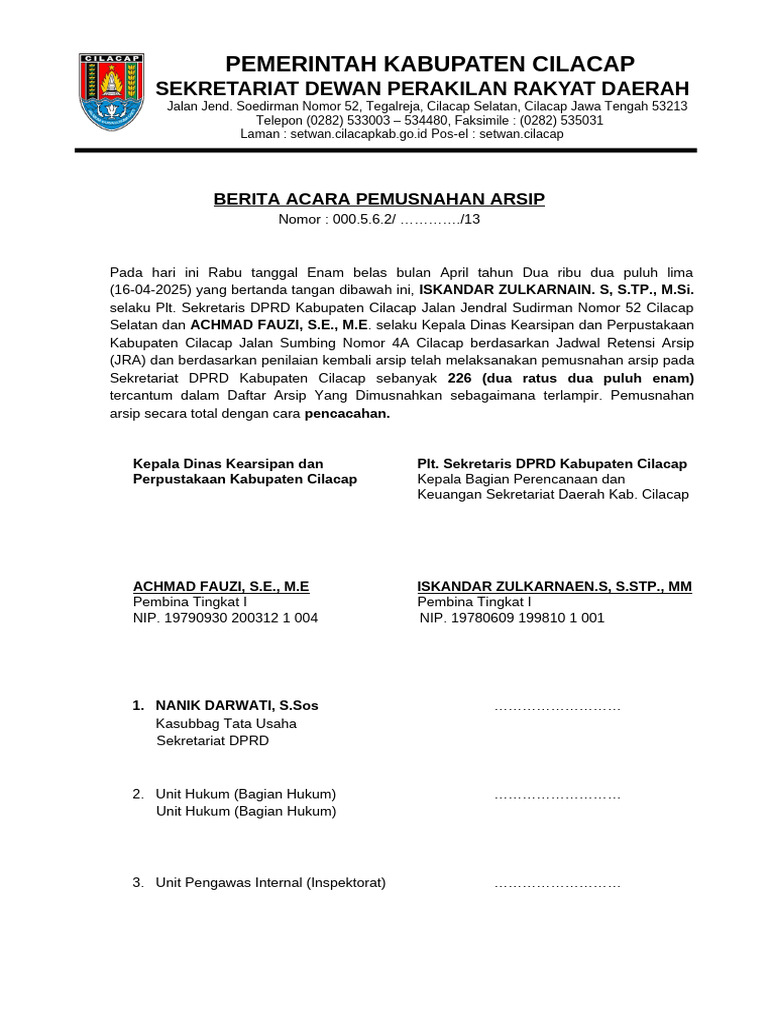 BERITA ACARA PEMUSNAHAN | PDF