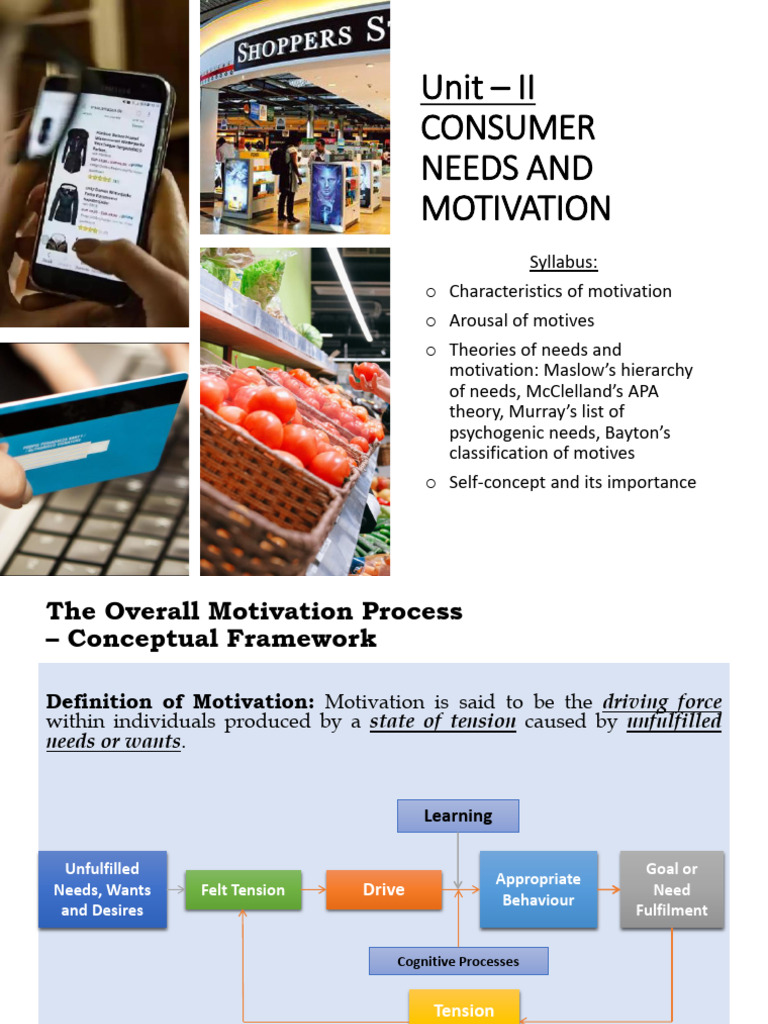 BMS - Unit 2 - Consumer Needs and Motivation | PDF | Motivational ...