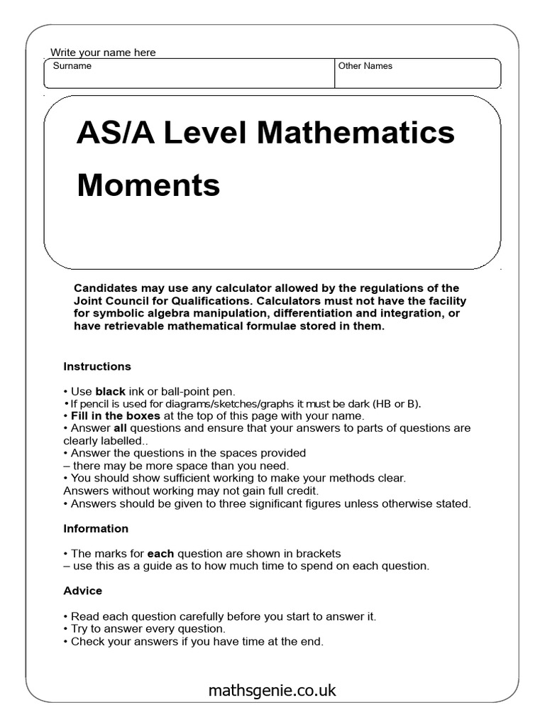 a-mechanics-moments | PDF | Tension (Physics) | Mathematics
