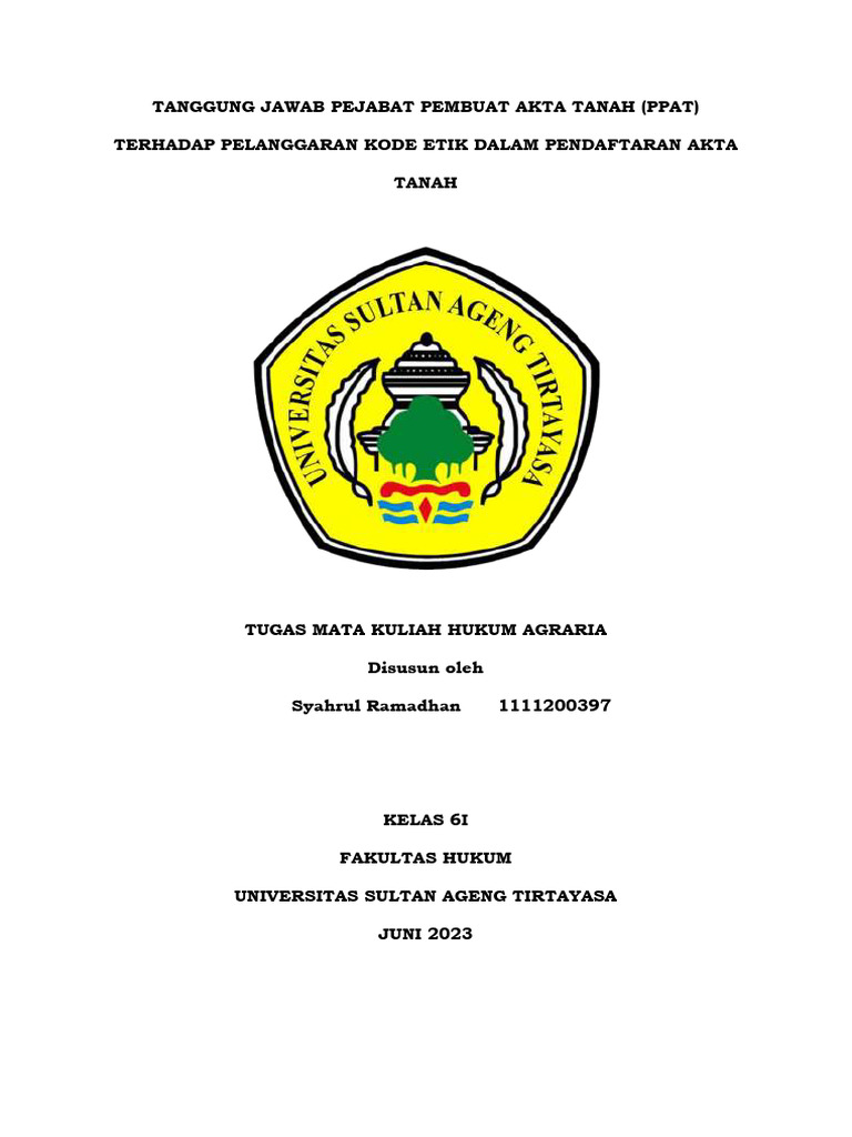 Kedudukan Pejabat Pembuat Akta Tanah (PPAT) | PDF