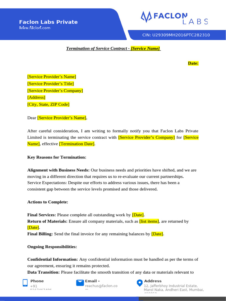 Friendly But Professional Termination Letter | PDF