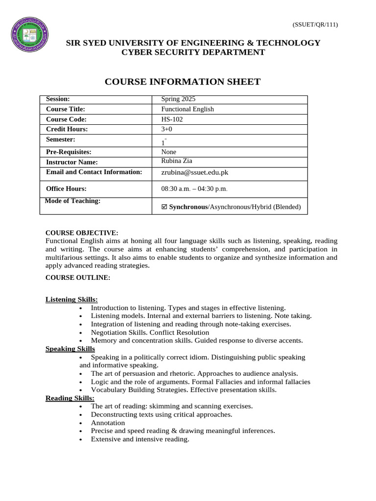 CIS Functional English HS-102 (CYS) 2025 | PDF | Logic | Fallacy