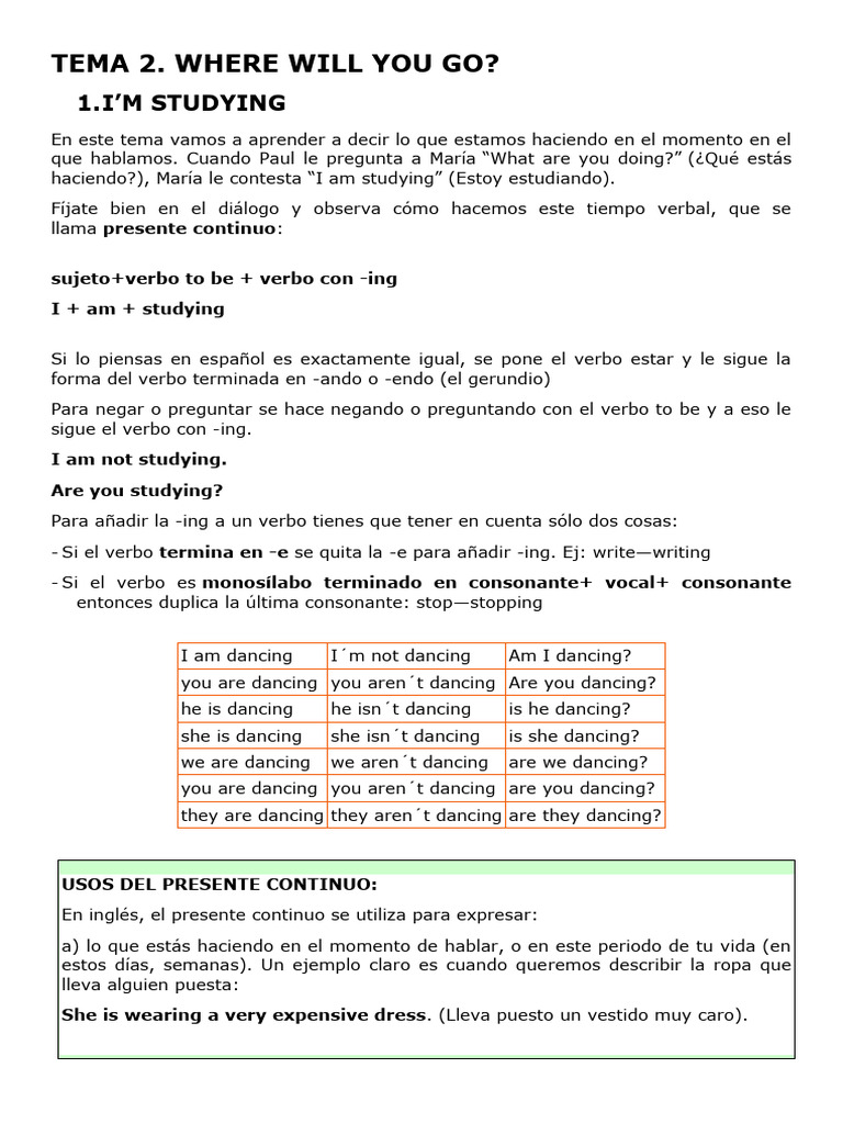 TEMA 2 Unit 2 | PDF | Verbo | Sintaxis