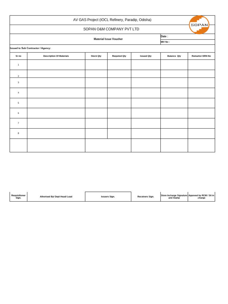 Material Issue Voucher | PDF