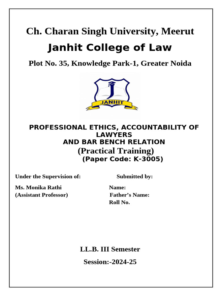 Cover Page - Ll.b. Iii Sem | PDF