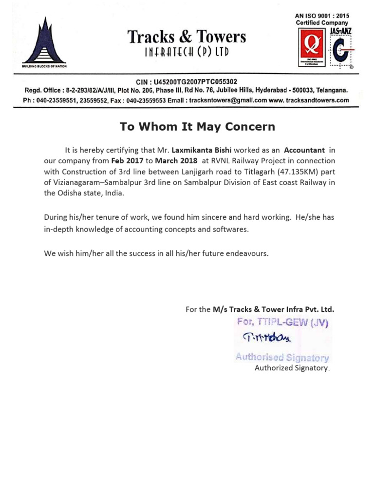 TTIPL Experience letter | PDF