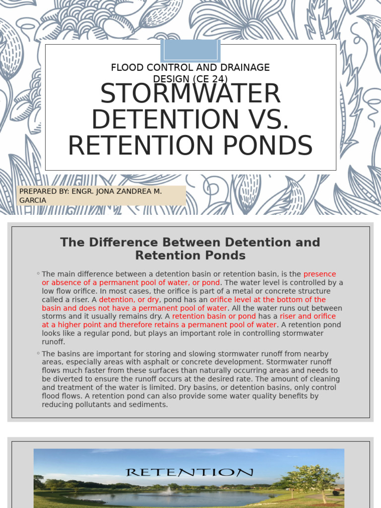 Detention vs. Retention Ponds Explained | PDF | Storm Drain | Stormwater