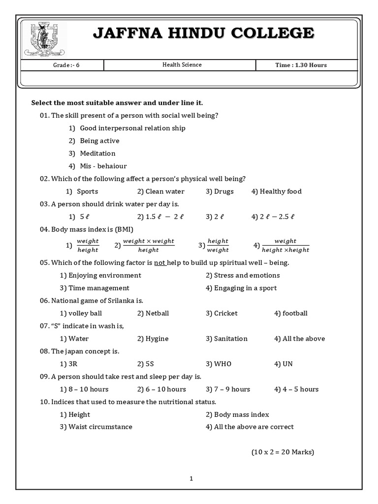 Grade 6 Health Science Exam Paper 2023 | PDF | Body Mass Index ...